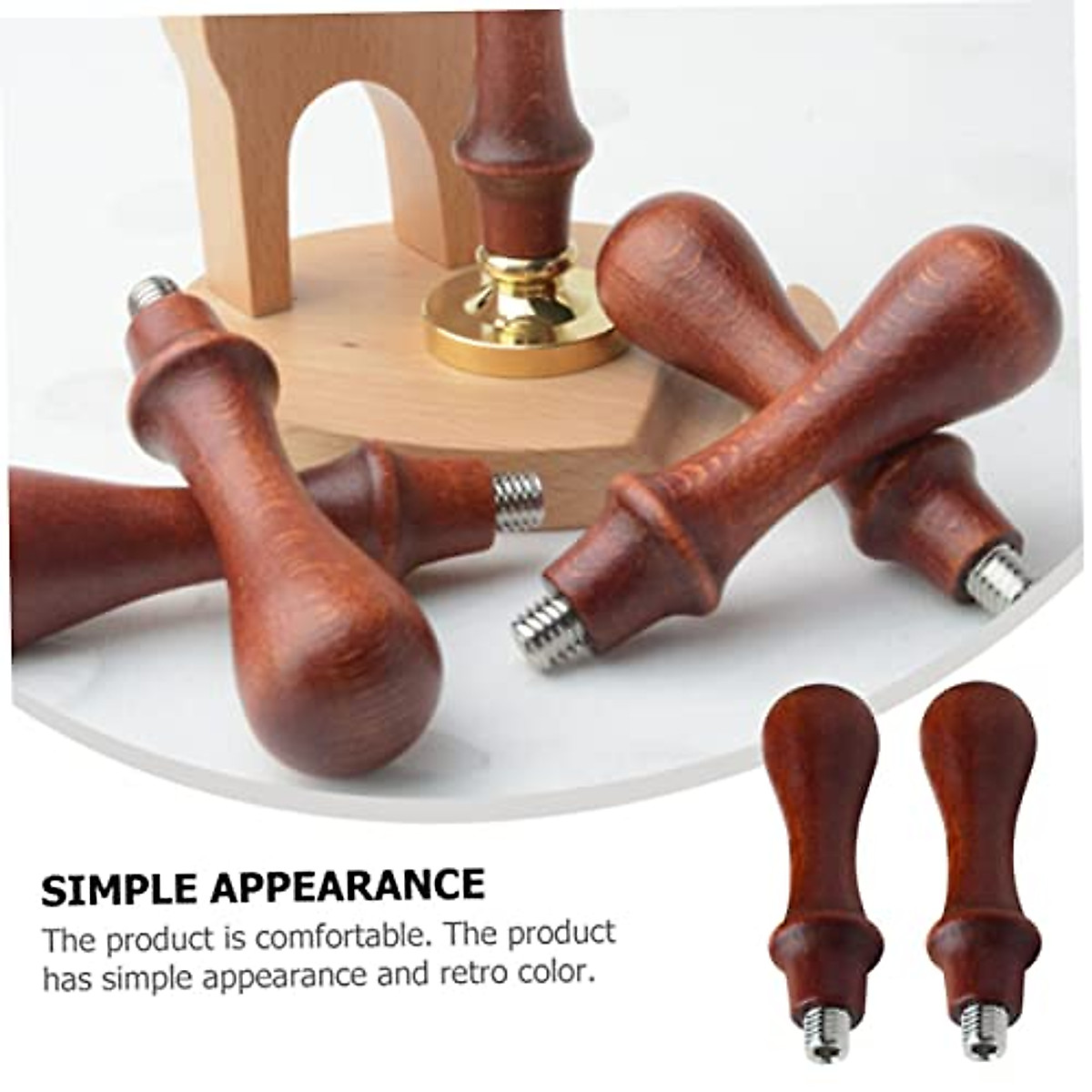 EXCEART 3Pcs Wooden Handle Wooden Stamps Brass Fittings Wedding invites Wooden Wax Stamp Handle Wax Stamp Replacement Handle Making Stamp Handle Stamp Handle Replacement Wooden Seal Handle