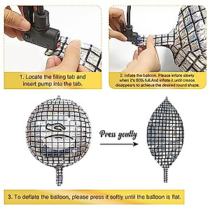 6 PCS Disco Ball Balloons Silver Disco Mylar Foil Balloons 22 Inch Huge 4D Round Metallic Sphere Disco Party Balloons for 70s 80s 90s Party Decorations Birthday Bachelorette Party Graduation