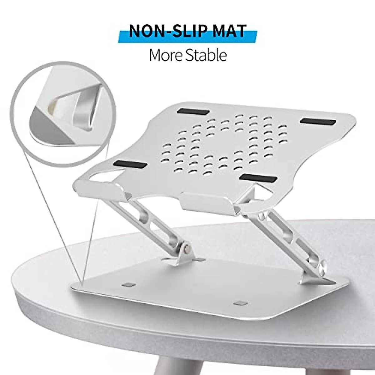 G-STORY Adjustable Laptop Stand, Portable Laptop Riser for 17.3inch Laptops, Adjustment Laptop Stand for Desk, Portable Laptop Riser Holds Up to 17.6lbs Laptop Riser for Notebook (Stand+Fan)