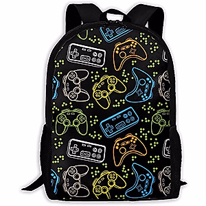 Aeoiba Colorful Video Game Laptop Computer Backpack, Multi-functional School Hiking Work Daypacks Waterproof Business Computer Backpack Bag Fit 15.6 Laptop and Notebook