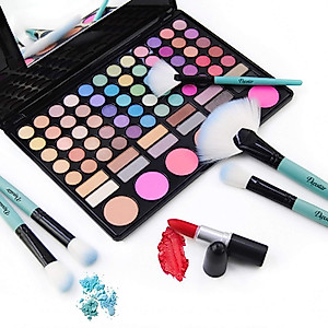 Blue Makeup Brushes, 32Pcs Essential Eyeshadow Eyeliner Face Powder Cream Liquid Cosmetic Brushes Kits with Cruelty-Free Synthetic Fiber Bristles