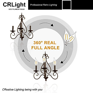 CRLight 2W 250LM Dimmable LED Candelabra Bulb 2500K Warm White, 25W Equivalent E12 LED Candle Bulbs, Antique CA11 Flame Shape Clear Chandelier Light Bulbs, 10 Pack