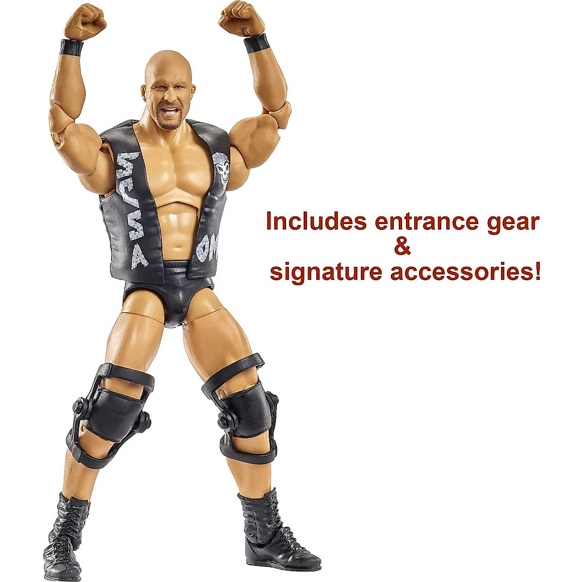 Mattel WWE “Stone Cold” Steve Austin Wrestlemania Action Figure with Entrance Gear & Vince McMahon Build-A-Figure Pieces, 6-in Posable Collectible Gift for WWE Fans Ages 8 Years Old & Up