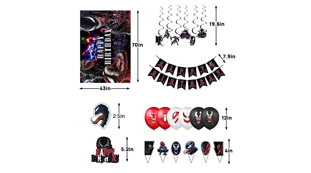 Venom Birthday Party Supplies Set - 51Pcs Decoration Kit