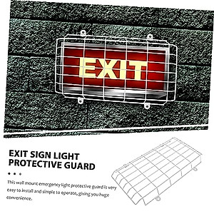 PHENOFICE Exit Light Commercial Emergency Exit Sign Light Wire Guard Cage Stopper Fixture LED Exit Sign Signs Outdoor Wall-mounted Exit Sign Wire Cove Gaurd Signal The Wire Tinsel White Iron