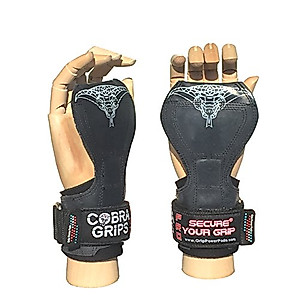 Cobra Grips PRO Weight Lifting Gloves Heavy Duty Straps Alternative Power Lifting Hooks for Deadlifts Wrist Wraps Support Bodybuilding (PRO Model for Men One Size, Black Rubber)
