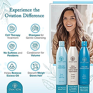 Ovation Hair Volume Cell Therapy 12 oz System - Volume Shampoo and Conditioner, Cell Therapy Hair & Scalp Treatment - Hair Treatment Set to Moisturize Baby Fine, Short Hair