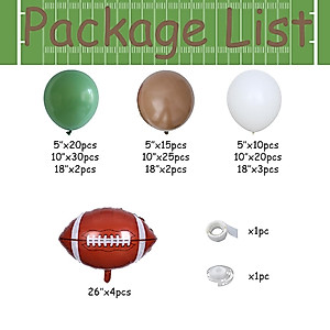 Football Balloon Garland Arch Kit 131Pcs Sage Green and Coffee Brown Balloons with Football Foil Balloon for Touch Down Rugby Super Bowl Sport Theme Party Decorations