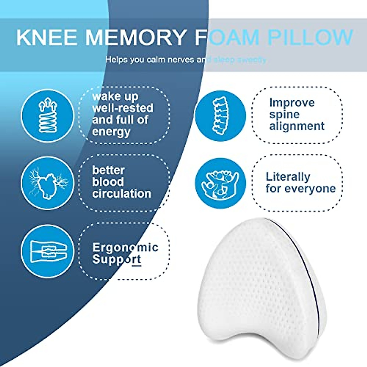 GLORSIGN Knee & Leg Pillows Foam Support Pillow for Sleeping for Back Pain,Leg Pillow for Sleeping On Side, Memory Foam Cushion Knee Support Pillows ,Pregnancy Pillow Removable and Washable Cover