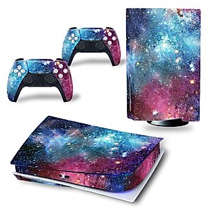 DOMILINA Full Body Vinyl Skin Decal Cover for PS5 Disk Edition Console & Controllers - Galaxy