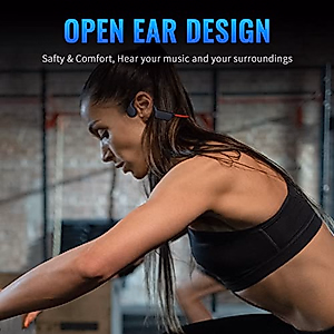GenXenon Bone Conduction Headphones Bluetooth 5.3 Open Ear Wireless Running IPX8 Waterproof Underwater Swimming with Mic Built-in 32G MP3 for Workout(Black-red), X7-Blackred, X7-Swim-blackred