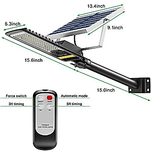 Engrepo Solar Street Lights Outdoor 84 LEDs Security Solar Flood Light 6000K Bright White Floodlights Auto On/Off Dusk to Dawn with Remote Control for Yard, Garden, Street, Basketball Court