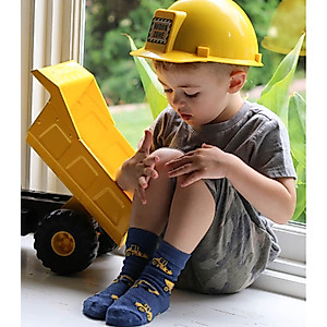 Jefferies Socks Little Boys' Construction Triple Treat Socks 3 Pair Pack, Putty, X-Small