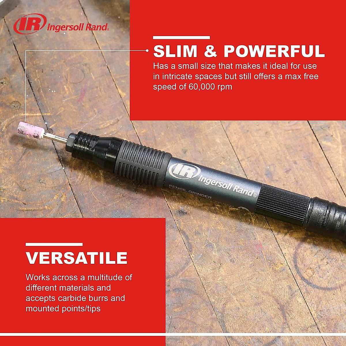 Ingersoll Rand 320PG - Air Pencil Grinder, 1/8" Collet, Burr, 60,000 RPM, Inline, Rear Exhaust