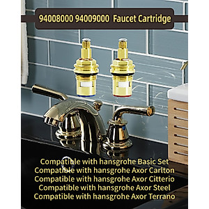 Cold Hot Faucet Cartridge Fit for hansgrohe Basic Set, Axor Carlton, Citterio, Steel and Terrano Valves Replace 94008000 94009000