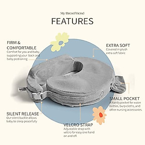My Brest Friend Deluxe Nursing Pillow for Breastfeeding & Bottle Feeding, Enhanced Posture Support, Double Straps & Removable Extra Soft Slipcover, Evening Grey