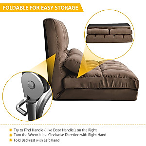 LZ LEISURE ZONE Lazy Sofa Bed Adjustable Floor Sofa, Foldable Gaming Sofa Mattress Futon Couch Bed with 2 Pillows