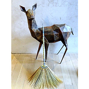 Asian Thai Handmade Broom ONE Piece Selected at Random for Sweeping Natural Grass & Wood Handle Corn Broom + 100% Calico Cotton Duster Cover (Various Styles and Colours as Pictured)