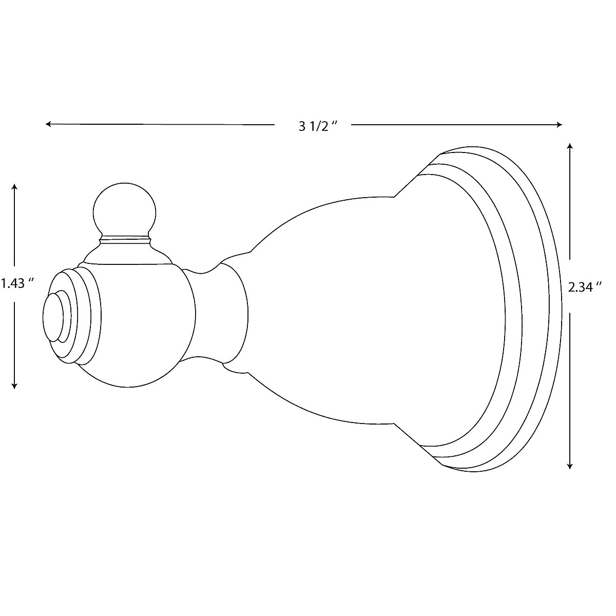Westbrass 2855-26 Wall Mount 3-1/2" Towel/Robe Hook in Polished Chrome