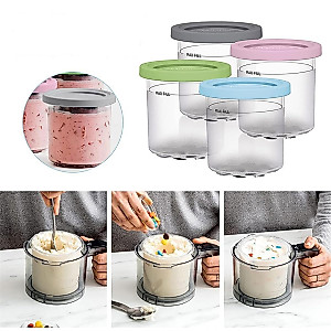 Jourxeon Ice Cream Containers for Cinja creami, Compatible with Ninja Ice Cream Maker NC301 NC300 NC299AMZ Series, Creami Pints and Lids for Ninja - 4 Pack, Creami Pint Containers