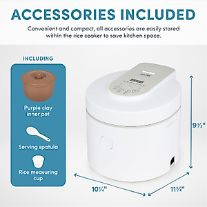 AROMA® Professional Rice Cooker with Purple Clay Cooking Pot, 6-Cup (Uncooked) / 12-Cup (Cooked), Healthy Grain Multicooker, Natural Ceramic, 3 Qt, White, ARC-7206P