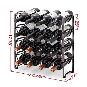 Simple Trending 4-Tier Stackable Wine Rack, Standing Bottles Holder Organizer, Wine Storage Shelf, Towel Rack for Kitchen Pantry Cabinet, Hold 16 Bottles, Bronze