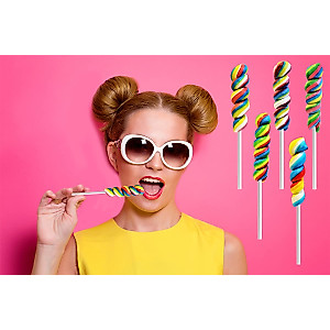 The Dreidel Company Twist Rainbow Lollipop, 4 Color Variety, Mixed Fruit Flavor, Individually Wrapped, 3" Inch Sucker (24-Pack)