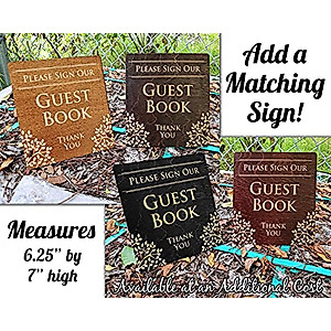 Funeral Guest Book Personalized Wooden Memorial Guestbook 8.5x7" Made in USA Black Mahogany Oak Wood Hardcover Finish Celebration of Life