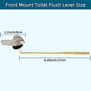 Hygie Rinse Metal Front Mount Toilet Handle Replacement Kit Compatible with Kohler Toilet Tank Parts, Toilet Flush Lever Handle with Flapper Chains, Brushed Nickel