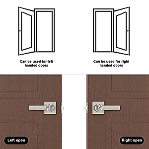 BAOLONG Square Entry Door Levers Locksets in Brushed Nickel,Door Knob with Lock for Bedroom or Front Door Interior Heavy Duty Door Handle.
