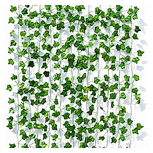 Mandy's 12pcs Fake Vines Artificial Ivy Leaves, Silk Ivy Garland Hanging Plants for Home Kitchen Wedding Wall Decor