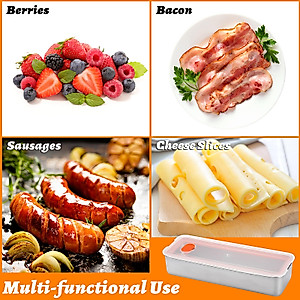 BSTKEY Bacon Container for Refrigerator, 304 Stainless Steel Airtight Deli Meat Saver Bacon Keeper for Fridge, Bacon Fresh Storage Container with Clear Lid, Dishwasher Safe, Fridge Organizer