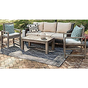 Unique Loom Outdoor Trellis Collection Area Rug - Links Trellis (5' 3" x 8' Rectangle, Charcoal/ Gray)