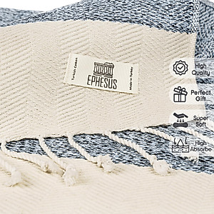 EPHESUS TOWELS Hand Towels - Set of 2 | 18" x 30" - Decorative Turkish Hand Towel for Bathroom, Kitchen, Guest, Face, Hair, Tea, Dishcloth (Herringbone, Baby Blue)