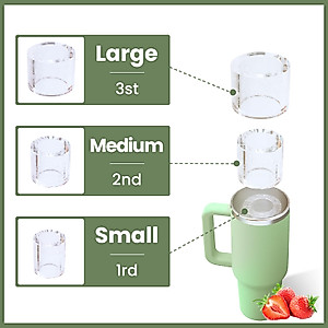 Ice Mold for Stanley Cup，Ice Cube Tray for 30oz-40oz Tumbler，3 Pcs Silicone Cylinder Tumbler Ice Mold with Lid for Freezer,Ice Drink, Whiskey, Juice, Coffee, Easy Fill and Release Ice Maker Green