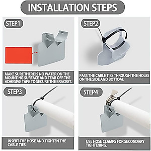 [4PCS]Swimming Pool Pipe Holders,Above Ground Swimming Pool Hose Support Brackets,Stainless Steel Hose Clamps for Anti Puncture,Be used for Anti Tear Preventing Pipes Sagging Accessory—grey