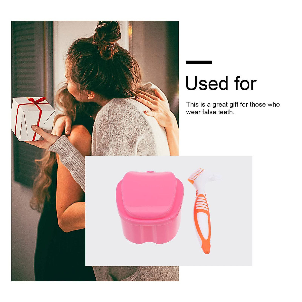 Healeved 1 Set False Toothbrush Set Container Denture Holder Denture Brush Toothbrush Denture Case False Teeth Cleaner Dentaduras Postizas Para Hombre Man Suit Travel Abs Storage Box Male