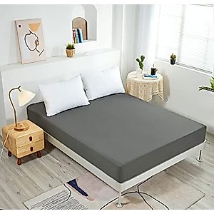 NHNHN Fitted Sheet-Deep Pockets-Soft Microfiber-Easy Care-Shrinkage and Fade Resistant-Fitted Sheets King Size for Girl Woman Teens Kids-Only 1 Fitted Sheet (King,Dark Grey)