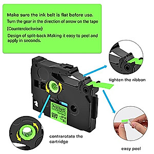 GREENCYCLE Compatible for Brother TZ TZE D31 TZe-D31 AZE D31 0.47 Inch 1/2" Black on Fluorescent Green Laminated Label Tape 12mm x 5m for PTD210 D400AD D600 PTH100 PTH110 PT1290 PT-1230PC, 2 Pack