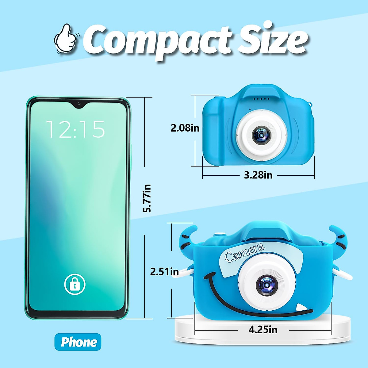 Goopow Kids Camera Toys for 3-8 Year Old Girls Boys,Children Digital Video Camcorder Camera with Cartoon Soft Cover, Best Chritmas Birthday Festival Gift for Kids - 32G SD Card Included