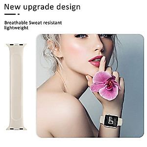 Solo Loop Strap Compatible with Apple Watch Band 38mm 40mm 41mm, Sport Elastics Silicone Apple Watch Bands Women Men, Replacement Wristband for iWatch Series 8 7 6 5 4 3 2 1 SE (Starlight 38S)