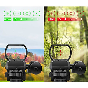 Beileshi Reflex Sight,4 Reticle Red & Green Dot Sight Optics with Integrated Red Laser Sight Less Than 1mW Output