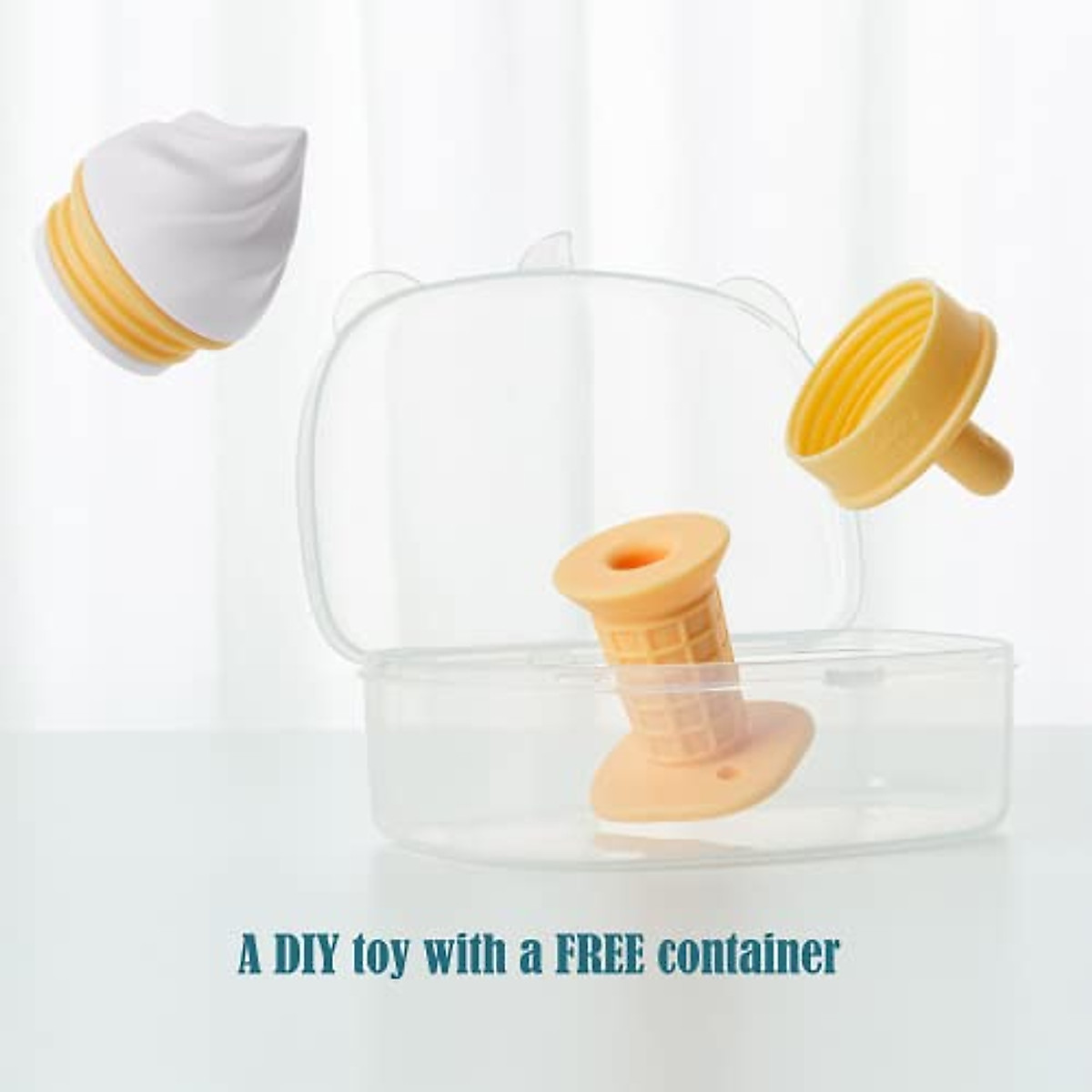 Smily Mia Freezer Teether for Babies 12-18Months,Freezable Ice Cream Toy for 6-12Months Babies,Cold Water Soother for 3-6Months for Teething Pian Relief,Cream White