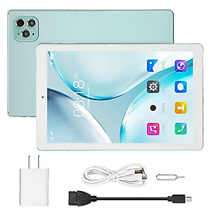 Airshi Office Tablet, Dual Camera 2 Card Slots HD Tablet US Plug 100-240V for Home (Green)