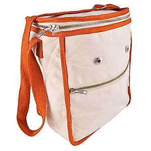 Wool Insulated Organic Cotton Lunch Bag - Orange Trim