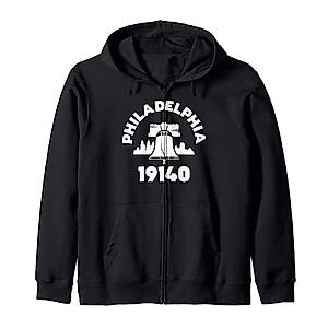 Philly Neighborhood 19140 Zip Code Philadelphia Liberty Bell Zip Hoodie