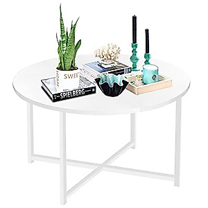STELOD Small Round Coffee Table Circle Modern White Coffee Tables for Living Room Center Table for Small Spaces 31 Inch Wood Accent Coffe Tables, Mesa De Centro