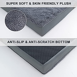 MIHIKK Orthopedic Dog Bed Waterproof Dog Beds with Removable Washable Cover Anti-Slip Egg Foam Pet Sleeping Mattress for Large, Jumbo, Medium Dogs, Dark Grey, 41 x 28 Inch