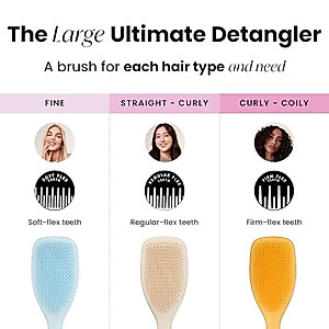 Tangle Teezer Large Ultimate Detangler Hairbrush for Wet & Dry Hair, Eliminates Knots & Reduces Breakage for Long, Thick, & Curly Hair Types, Vanilla