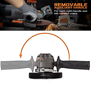 KSEIBI 711943K Angle Grinder Tool - 4 1/2 inch, 950W, 8Amps, 11000RPM, Corded Power Tools Long Handle with 7/8" Arbor Grinding and Cutting Wheels, Flap Disc, Quick Adjustable Guard, and Storage Bag